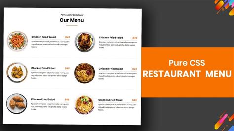 Create An Awesome Restaurant Menu Pure Css And Flexbox Youtube