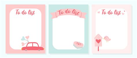 할 일 목록 템플릿 세트 컬렉션 체크리스트 패션 플래너 또는 조직 귀여운 발렌타인 데이 목록 밸런타인데이에 대한 스톡 벡터 아트 및 기타 이미지 Istock