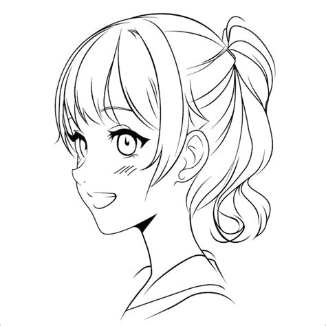Premium Vector Anime Character Black And White Vector Image