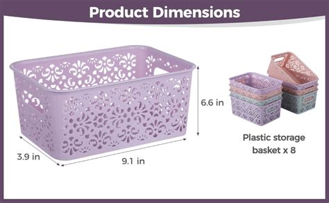 8 Pcs Plastic Storage Baskets Bathroom Basket Organizers