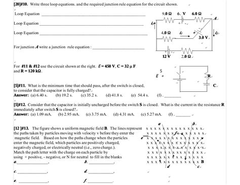 Solved 20 10 Write Three Loop Equations And The Required