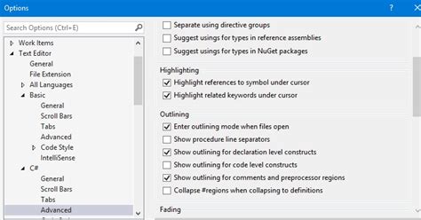 Disable If For While Etc Outlining In Visual Studio 2017 For C Stack Overflow