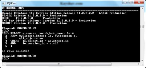 Oracle Database Locked Objects