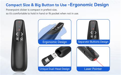 2 Packs Powerpoint Clicker Remote 2 In 1 Usb Type C Plug And Play Wireless