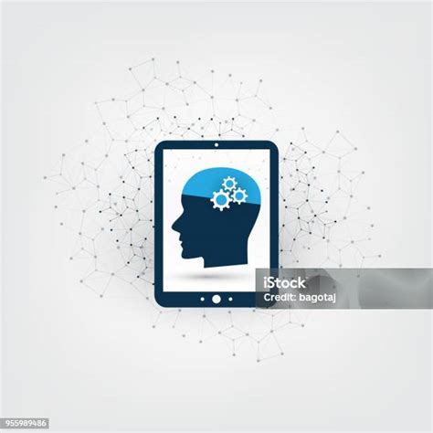 기계 학습 인공 지능 및 네트워크 망과 인간의 머리 네트워크 디자인 컨셉 Speech Recognition에 대한 스톡 벡터 아트 및 기타 이미지 Speech