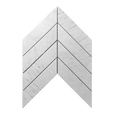 Carrara White Italian Marble 2 X 8 Chevron Mosaic Tile Polished The