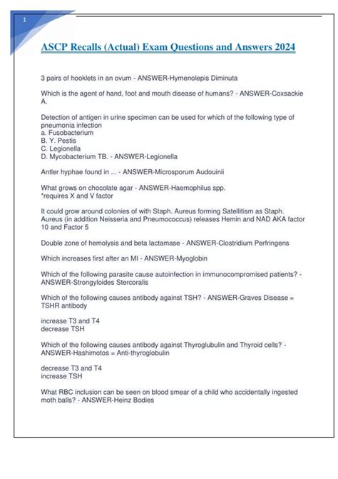 Ascp Recalls Actual Exam Questions And Answers 2024 Ascp Stuvia Us