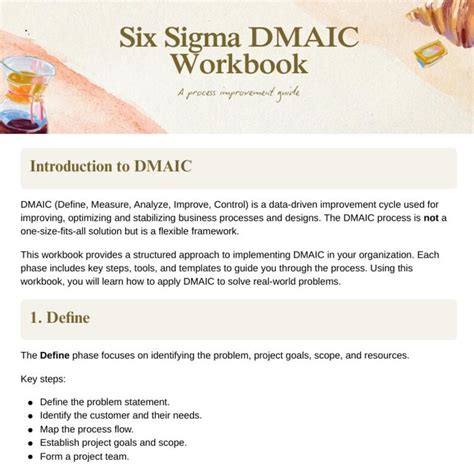 Dmaic Six Sigma Toolkit Printable Quick Start Guide Sipoc Project