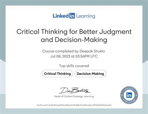 deepak shukla on linkedin certificate of completion