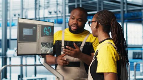 System Administrators In Smart Factory Collecting And Analyzing Data Stock Video Video Of