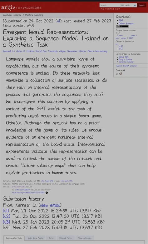 Emergent World Representations Exploring A Sequence Model Trained On A Synthetic Task The