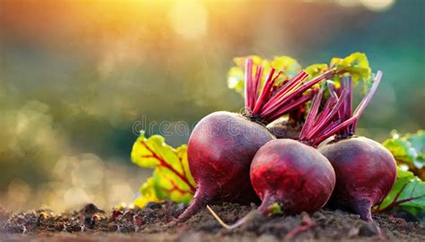 Freshly Collected Beet Root On The Ground In Garden Organic Agriculture Stock Illustration