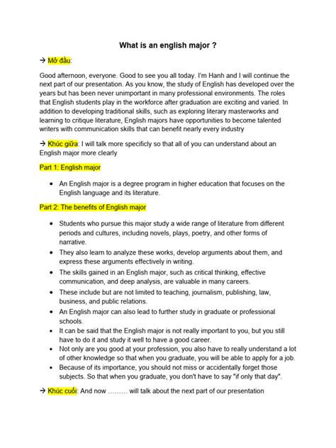What Is An English Major Script Pdf