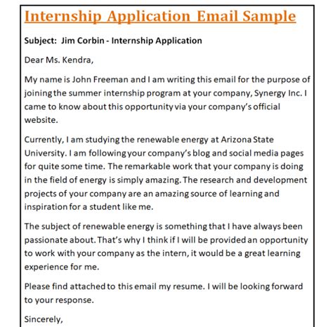 Writing A Perfect Email Asking For An Internship With Free Samples