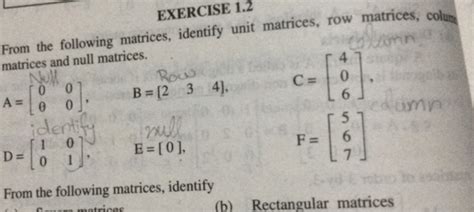 Solved Exercise 12 From The Following Matrices Identify Unit