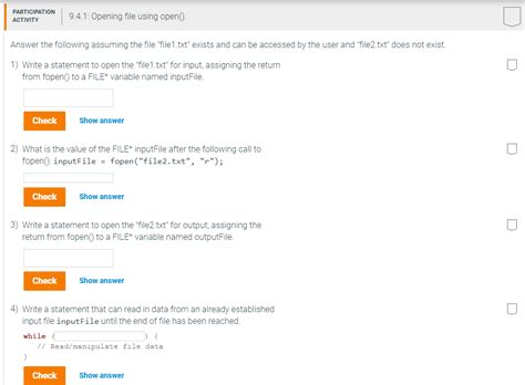 Solved Participation Activity 941 Opening File Using