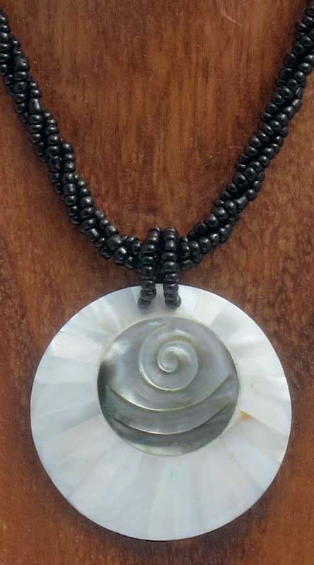 Round Shell Necklace With Spiral Global Village Imports
