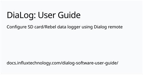 configure sd card rebel data logger using dialog remote dialog user guide