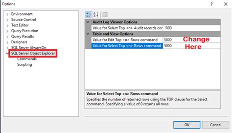 Sql Server Management Studio Change Select Top Rows