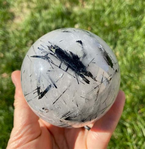 Tourmalinated Quartz Sphere Polished Crystal 5 New Moon Beginnings