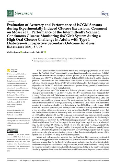 Pdf Evaluation Of Accuracy And Performance Of Iscgm Sensors During Experimentally Induced