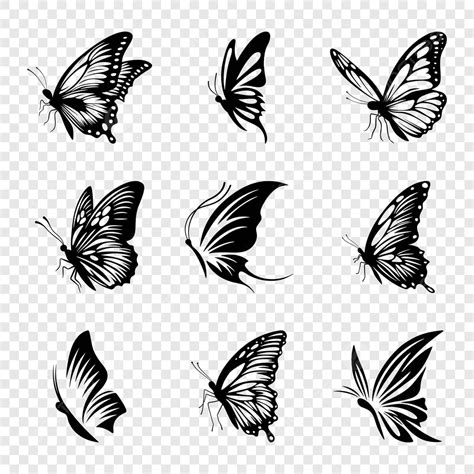 Butterfly Icon Set In Monochrome Vintage Design Vector Trendy