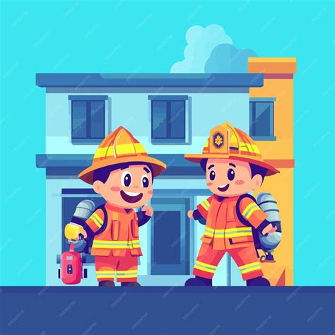 Cute Fire Brigade Evacuating Premises Vector Premium Ai Generated Vector