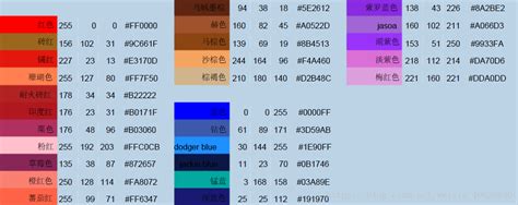 RGB 常用颜色查询表 阿里云开发者社区