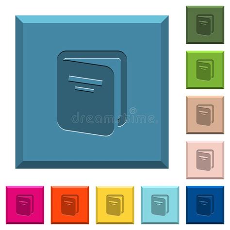 album engraved icons on edged square buttons stock vector