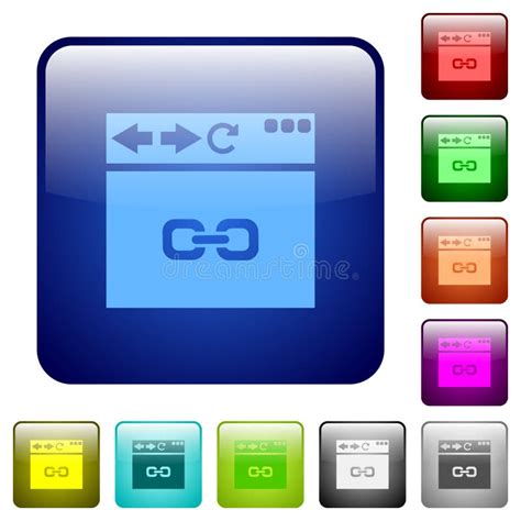 Browser Link Color Square Buttons Stock Vector Illustration Of