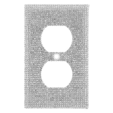 Whamvox Silver Decorative Wall Socket Panel With Zircon Diamond Design Easy Installation For