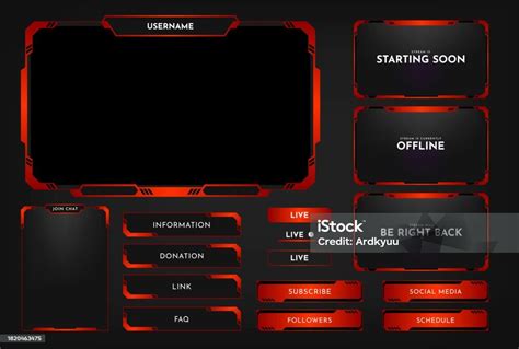 라이브 스트림 오버레이 패널 디자인 템플릿 미래 지향적인 디지털 스트리밍 화면 인터페이스 온라인 게임 비디오 스트리밍 프레임 레이아웃 벡터 Brand Name Video