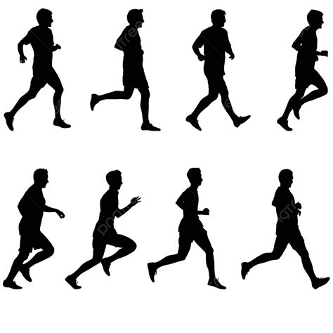 Vector Illustration Of Male Sprinters In Silhouette Set Vector Male