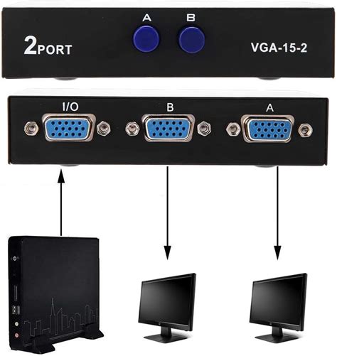 VGA Switcher With Standard VGA Female In Out VGA Switcher Splitter Data Synchronization