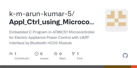Github K M Arun Kumar 5applctrlusingmicrocontroller Embedded C Program For Electric
