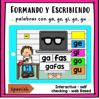 Letra G Silabas Con Ga Ge Gi Go Gu Boom Cards Audio Incluido Tpt