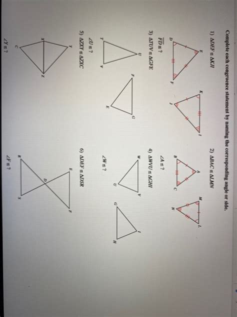 Solved Complete Each Congruence Statement By Naming The