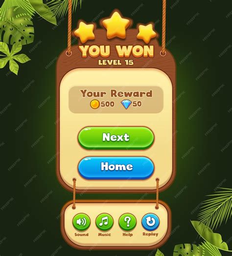 Premium Psd Level Complete Game Ui Popup 2d Interface Game Ui Gaming