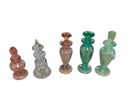 Lot 5 Depression Glass Perfume Bottles