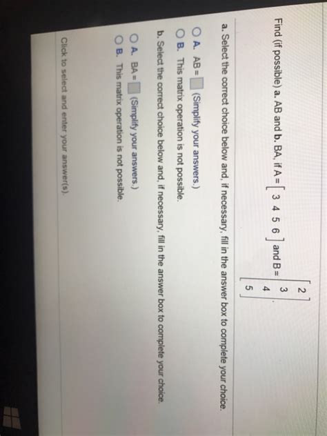 solved find if possible a ab and b ba if a [3 4 5 6]