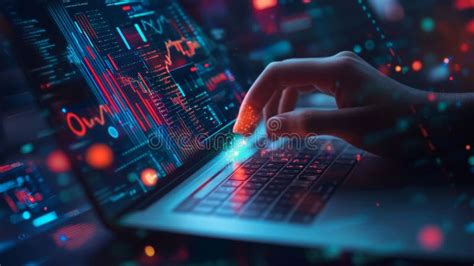 Hand Engaged In Seo Analytics On A Laptop With Double Exposure Of