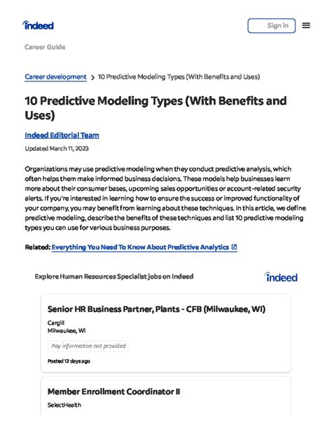 10 predictive modeling types with benefits and uses indeed career