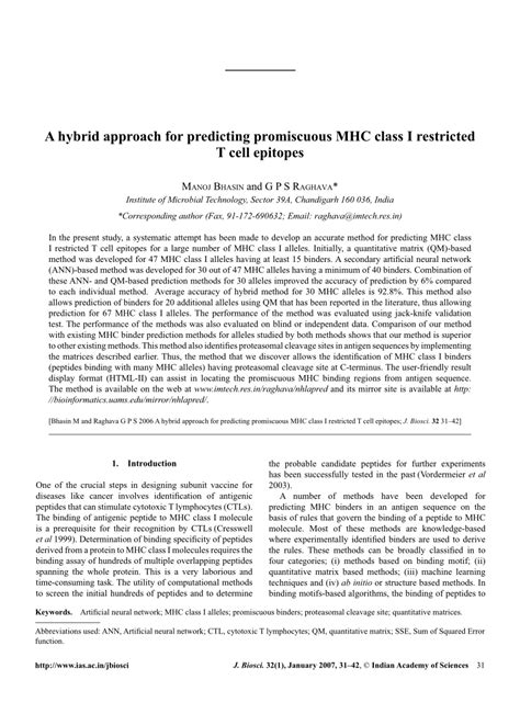 Pdf Prediction Of Promiscuous And High Affinity Mutated Mhc Binders