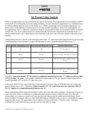 NOTE NPV Analysis Pdf EAS NOTES Net Present Value Analysis There Is An Opportunity Cost