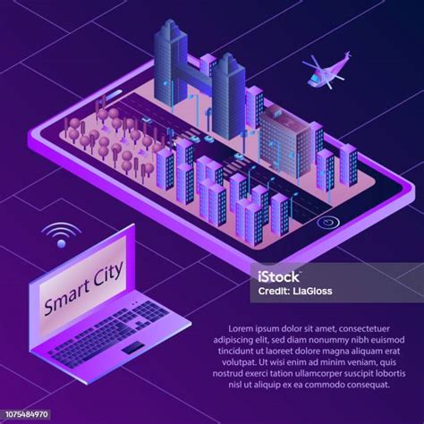 스마트 시티의 아이소메트릭 개념입니다 무선 장치를 연결합니다 아이소메트릭 그림 3차원 형태에 대한 스톡 벡터 아트 및 기타 이미지 3차원 형태 개념 건물 외관