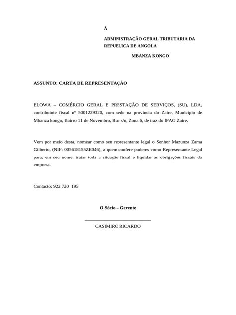 Carta De Representação Legal Agt Pdf