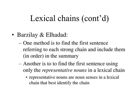 Ppt Lexical Chains For Summarization Powerpoint Presentation Free