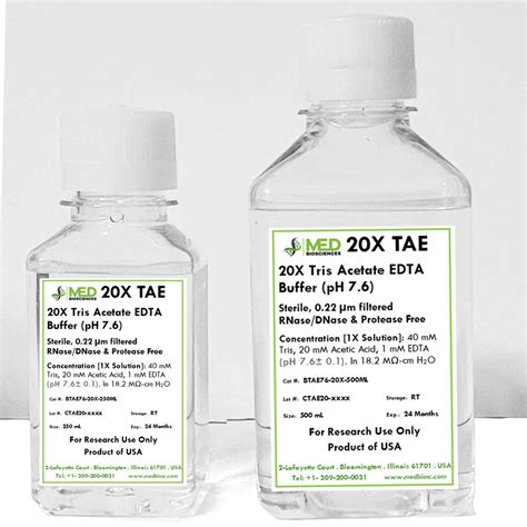 20x Tae Tris Acetate Edta Buffer Ph 76 Sterile Filtered Dnase