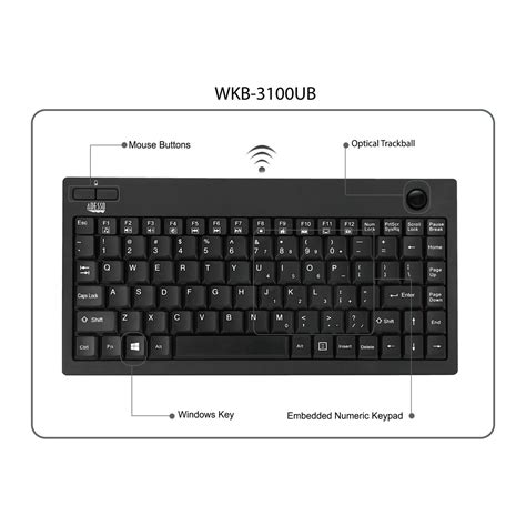 Wireless Mini Trackball Keyboard Adesso