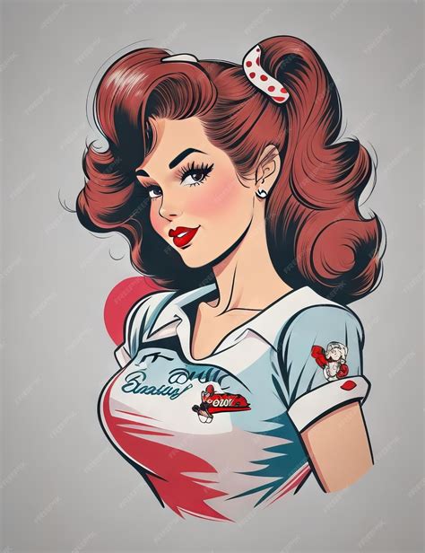 Premium Ai Image Retro Pinup Woman Illustration
